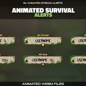 Animated Survival Twitch Stream Alerts | 6x Alerts for Streamers ...