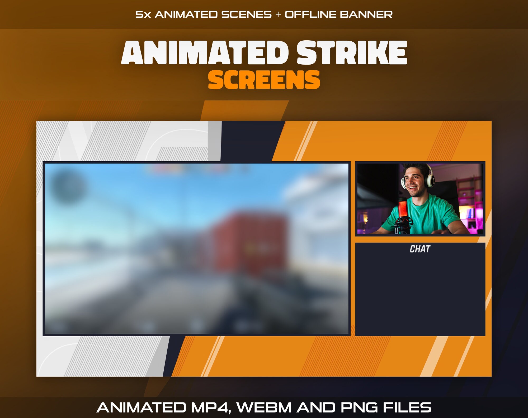 Animated Strike Twitch Screens Overlay Pack for Streamers | Clean ...