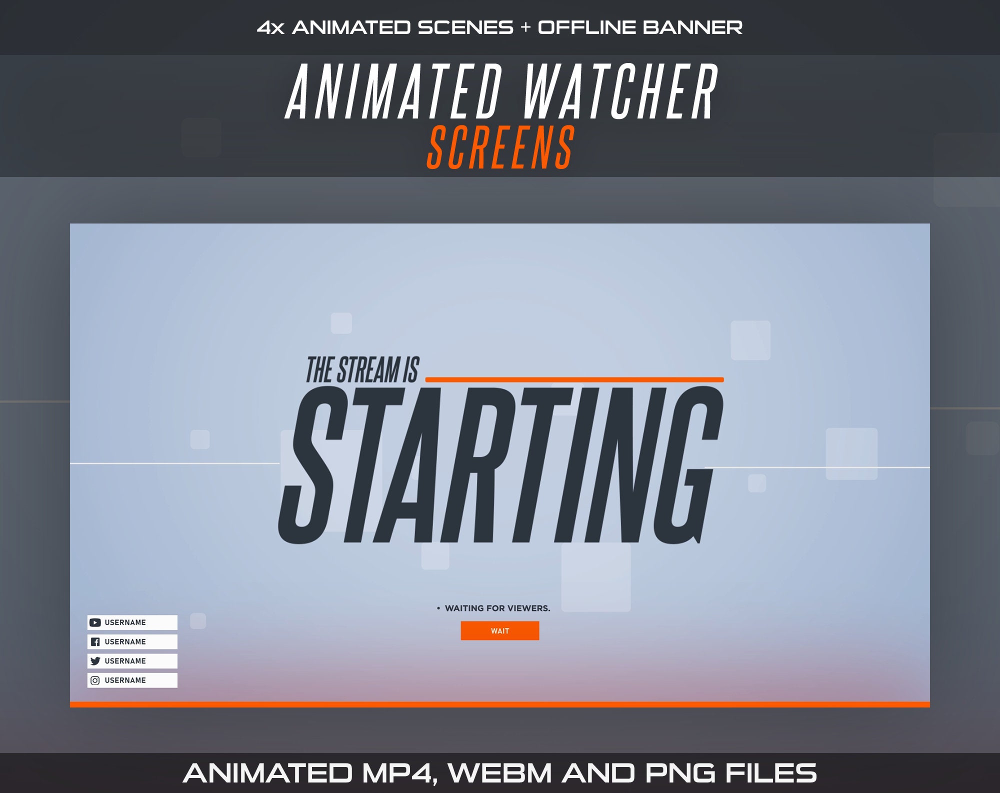 Animated Watcher Twitch Screens: Gray Future Stream Overlay for OBS ...