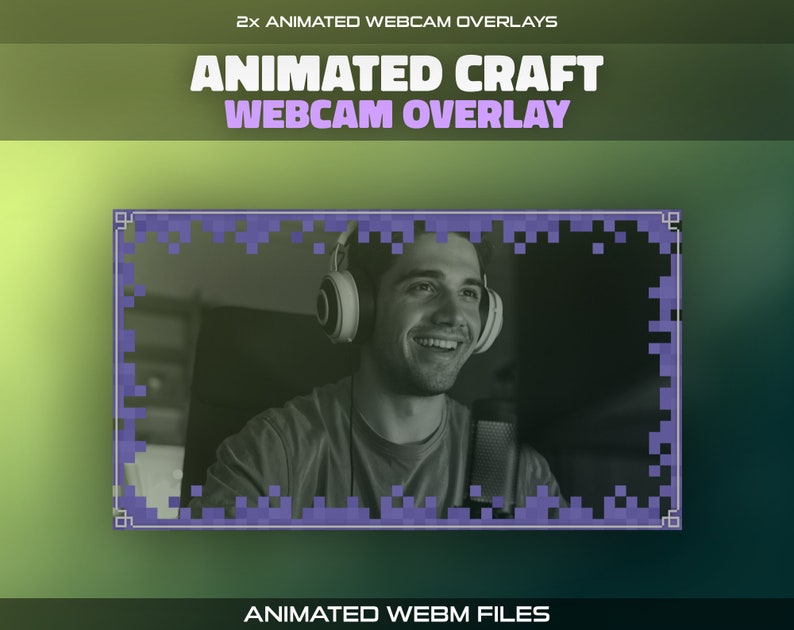 Animated Craft Pixel Webcam Overlay: Retro Stream Facecam Border (.WEBM ...