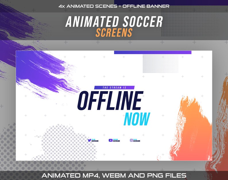 Animated Soccer Twitch Screens: White Modern Football Stream Overlay ...