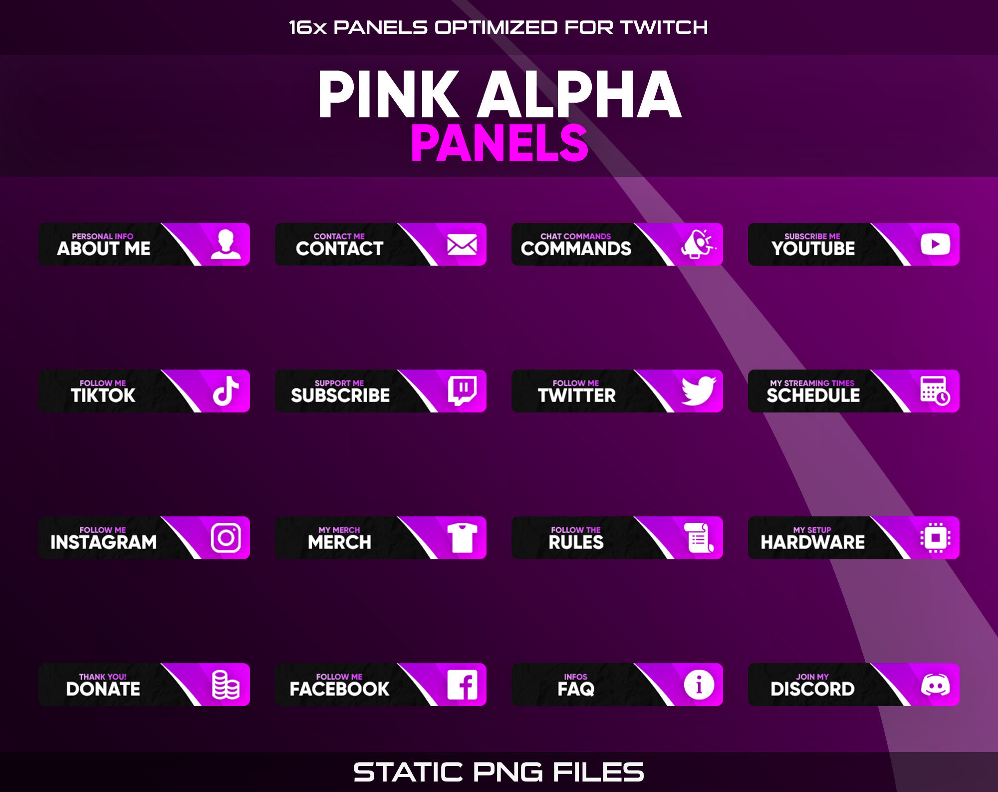 Alpha Twitch Panels 16x Stream Panels in Blue, Pink, Cyan, Orange ... Alpha Twitch Panels 16x Stream Panels in Blue, Pink, Cyan, Orange ...
