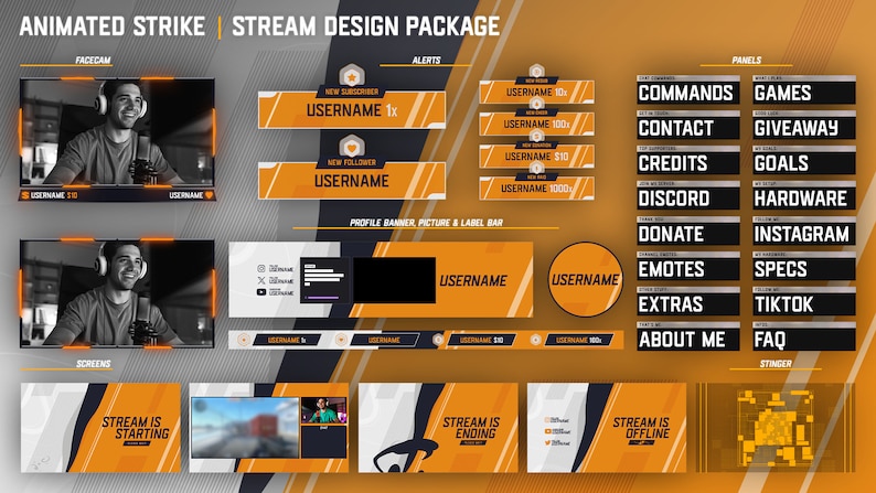 Animated Strike Twitch Overlay Package for Streamers | Clean ...