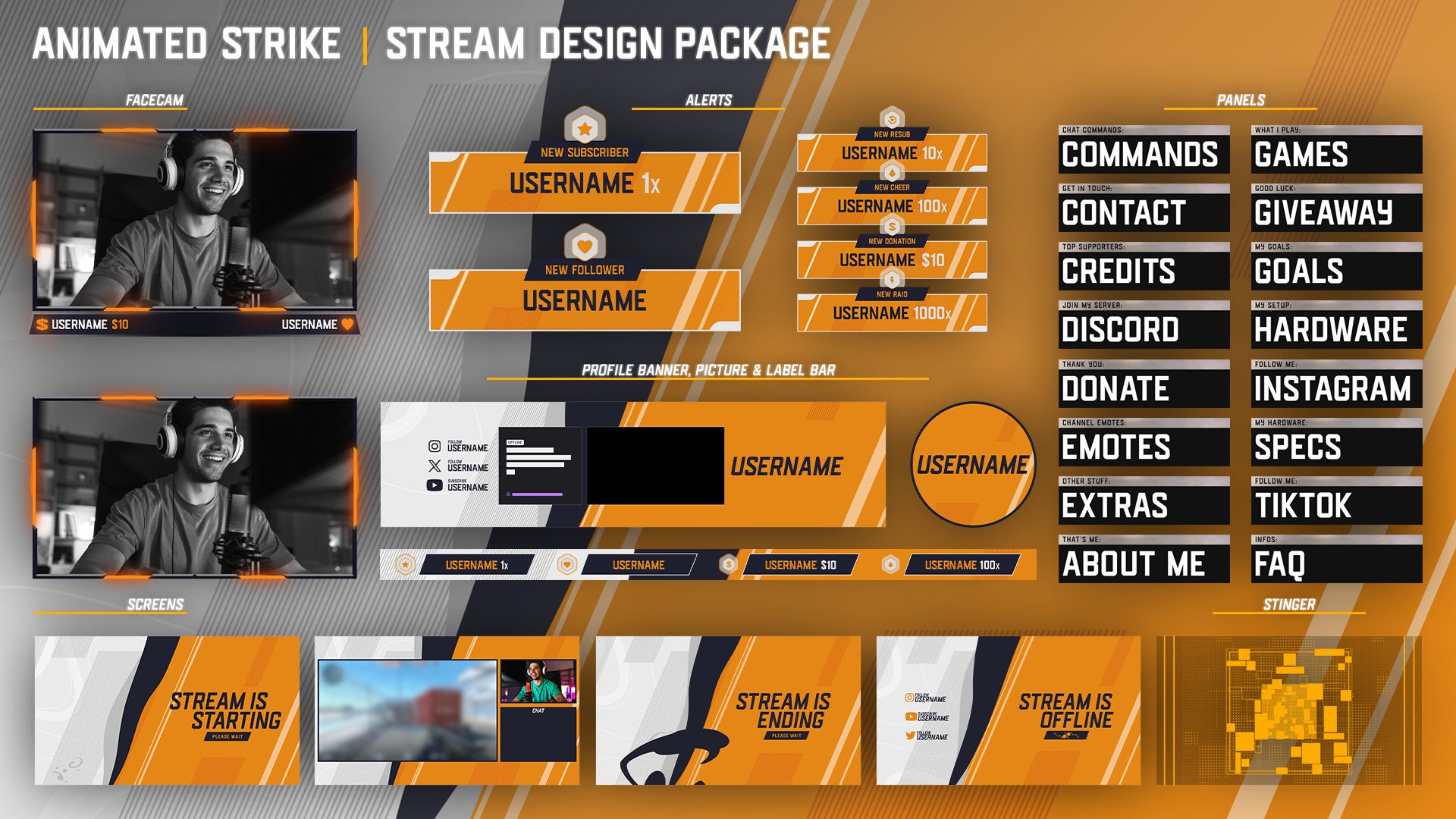 Animated Strike Twitch Overlay Package for Streamers | Clean ...