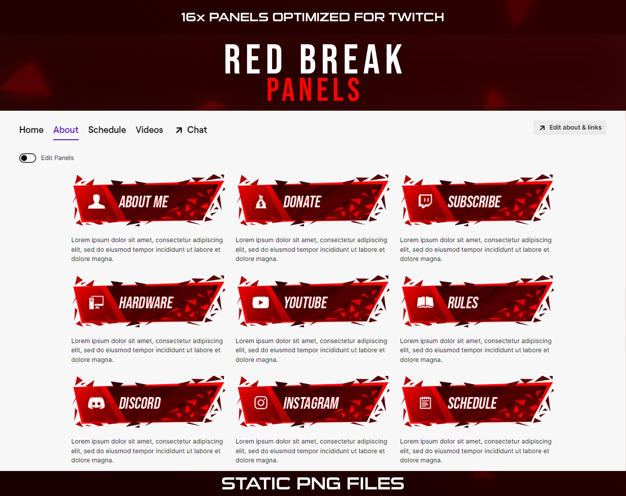 Rote Break Twitch Panels 16x Stream Panels Anstecker - Etsy.de Rote Break Twitch Panels 16x Stream Panels Anstecker - Etsy.de