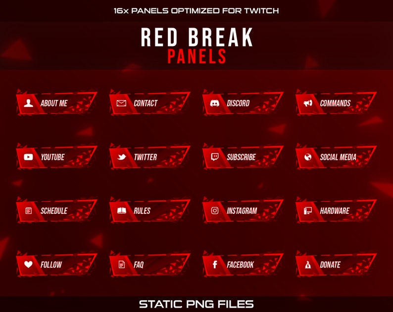 Red Break Twitch Panels | 16x Stream Panels | Badges | Streamer ... Red Break Twitch Panels | 16x Stream Panels | Badges | Streamer ...