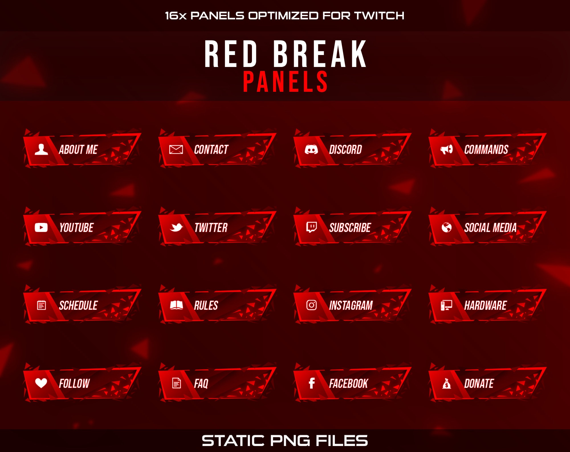 Red Break Twitch Panels | 16x Stream Panels | Badges | Streamer ... Red Break Twitch Panels | 16x Stream Panels | Badges | Streamer ...