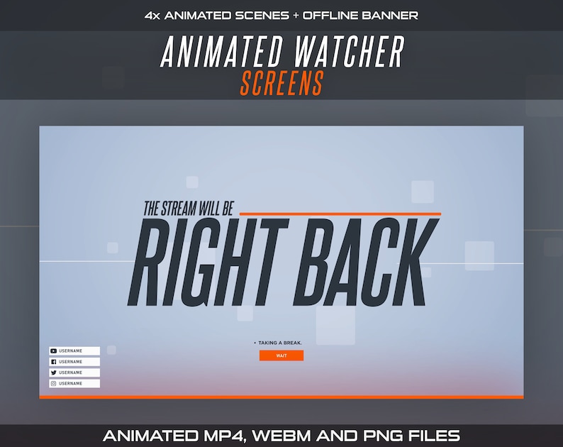Animated Watcher Twitch Screens: Gray Future Stream Overlay for OBS ...