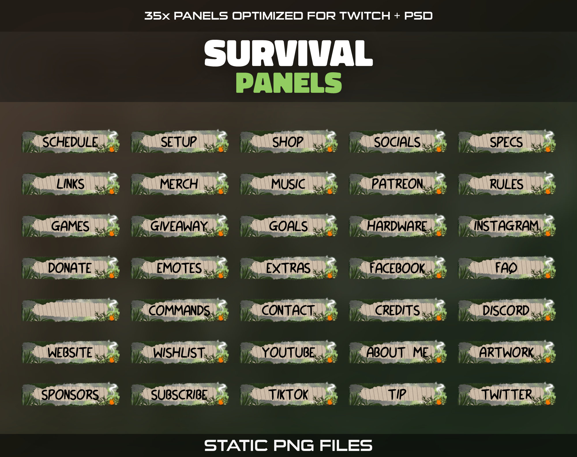 Animated Survival Twitch Overlay Package for Streamers | Forest Nature ...
