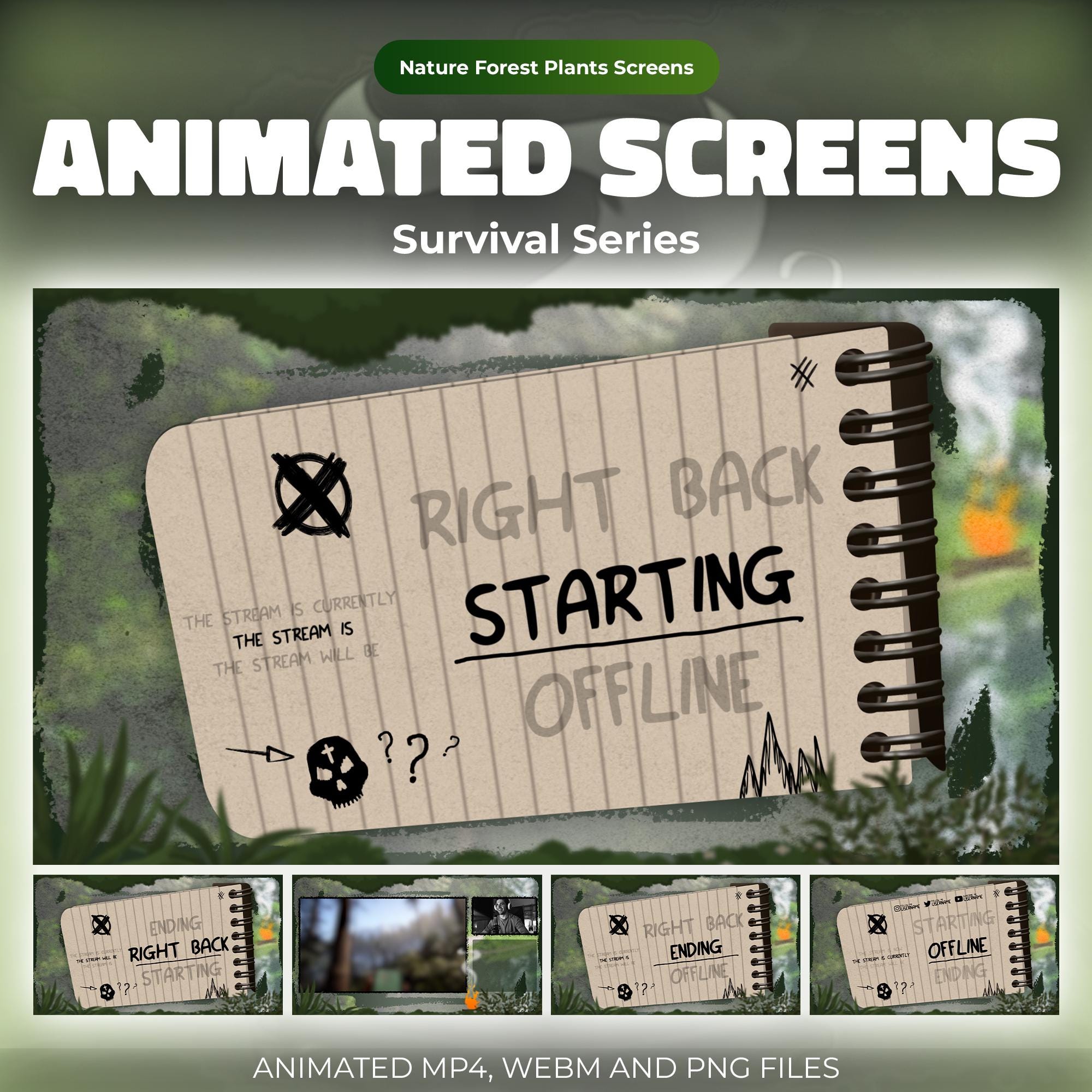 Animated Survival Twitch Overlay Package for Streamers | Forest Nature ...