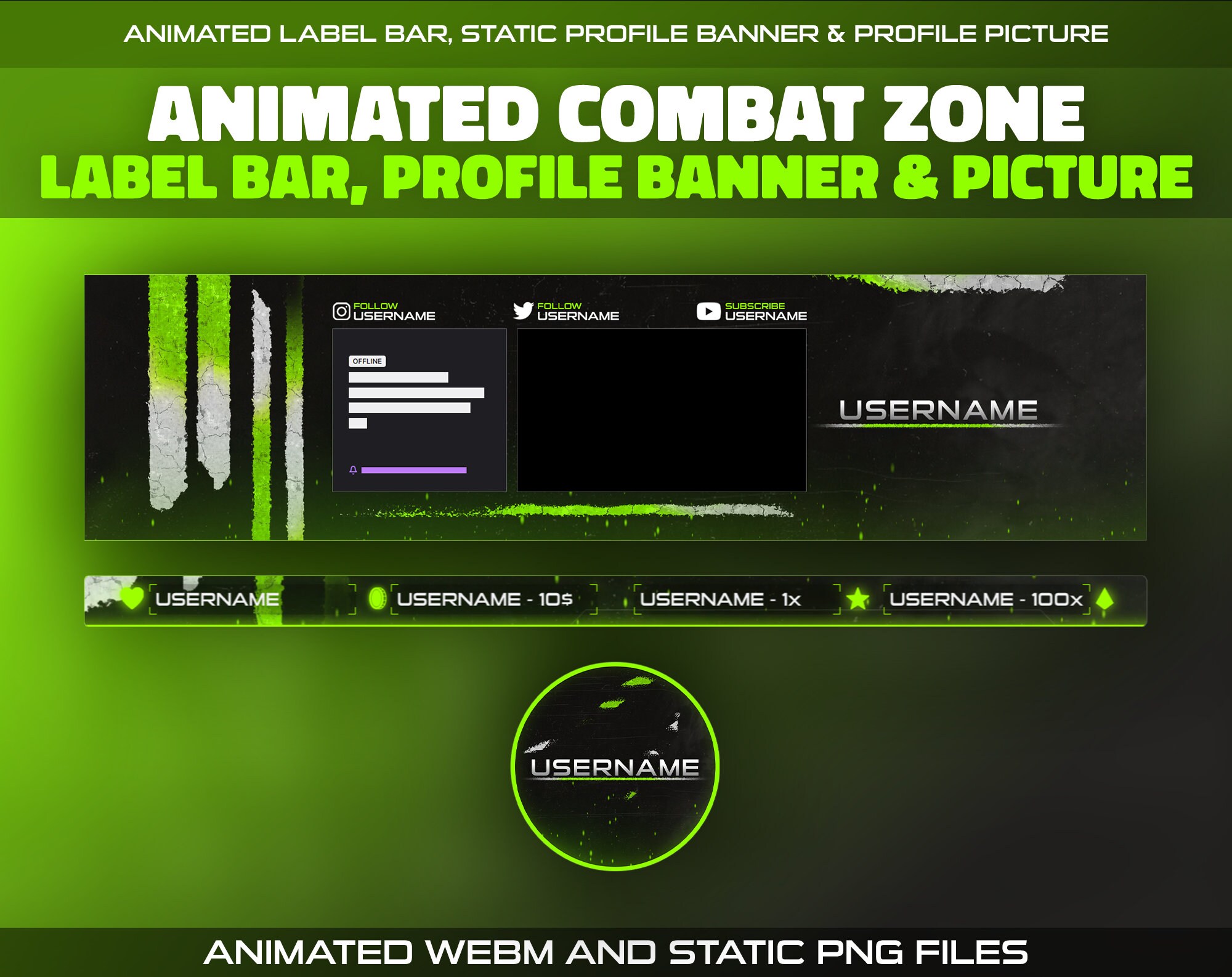 Animated Modern Wars Twitch Overlay Package for Shooter Games Streamers ...