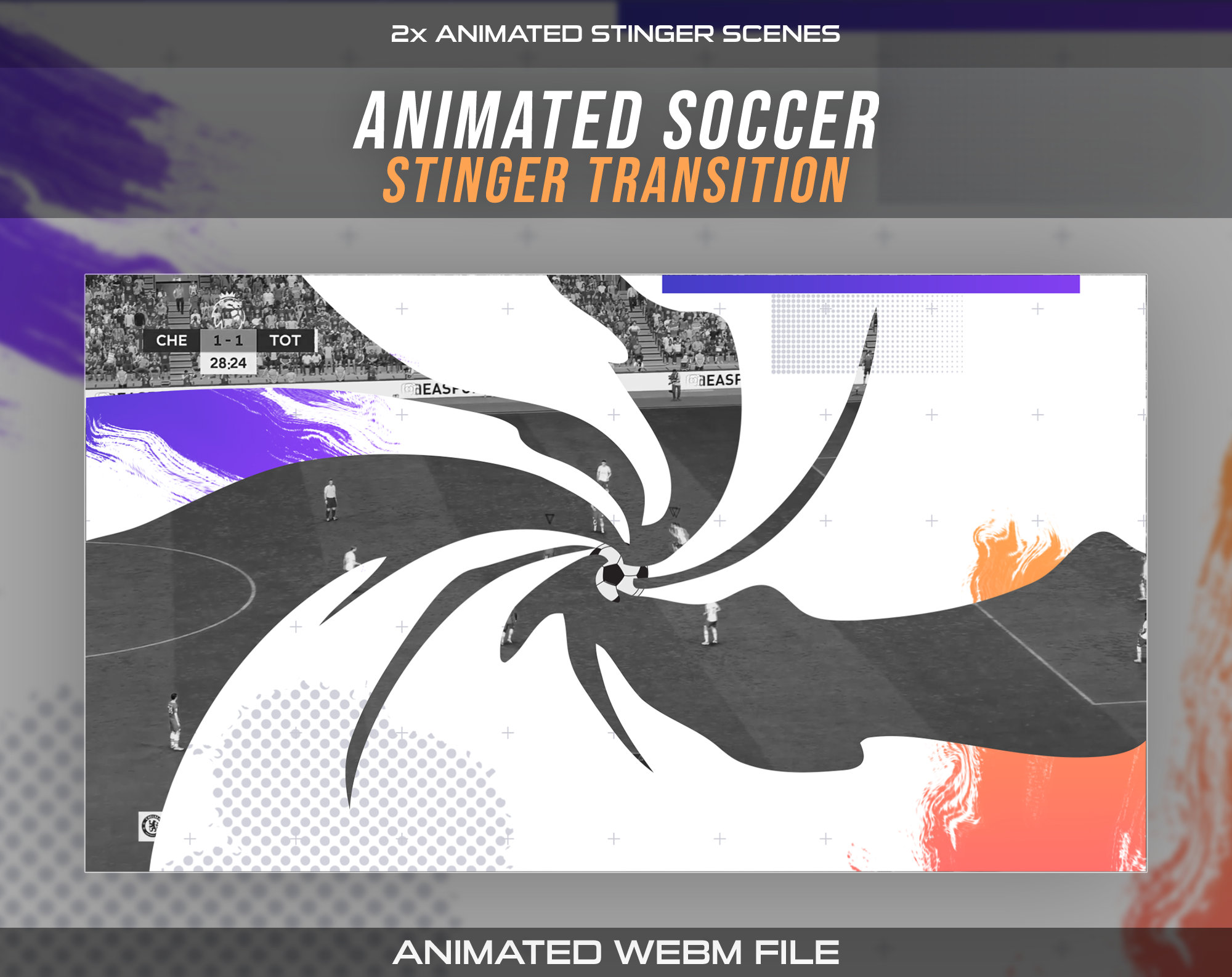 Animated Soccer Twitch Overlay Package for Streamers | Football | White ...