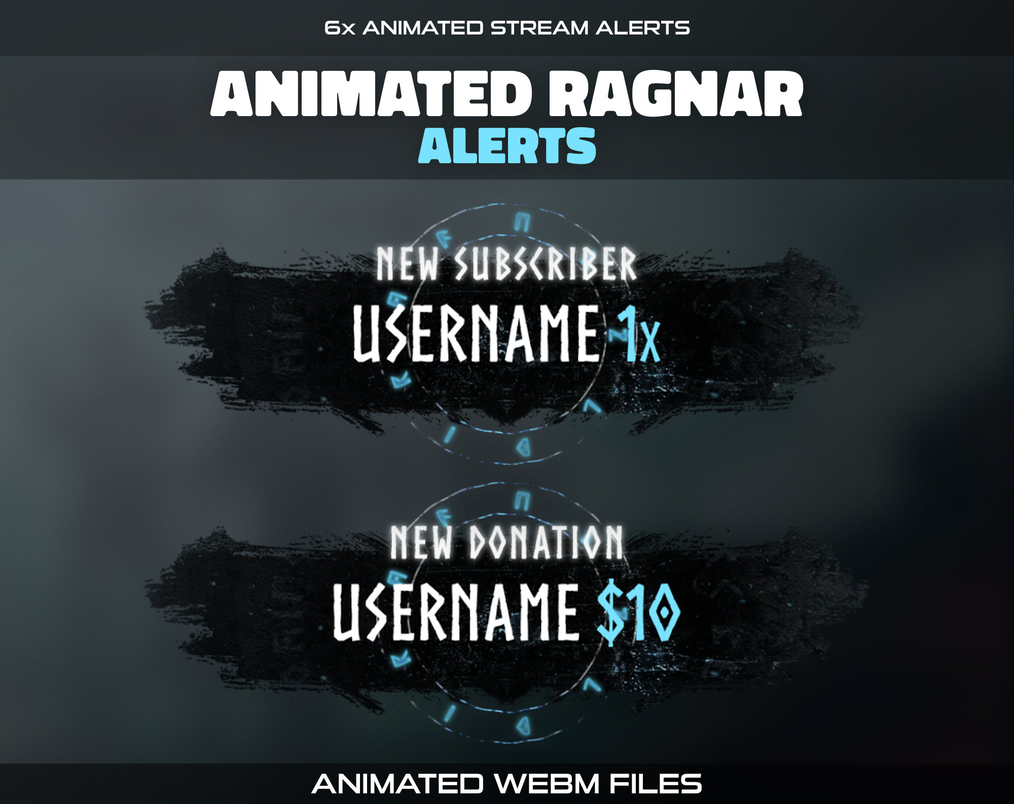 Animated Ragnar Twitch Overlay Package for Streamers | Dark Norse Fantasy Viking Webcam, Screens ...