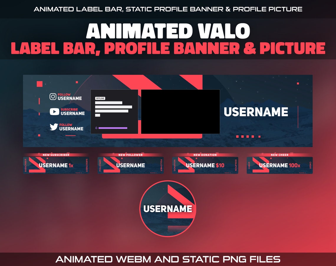 Animated Valo Twitch Overlay Package for Streamers Red - Etsy