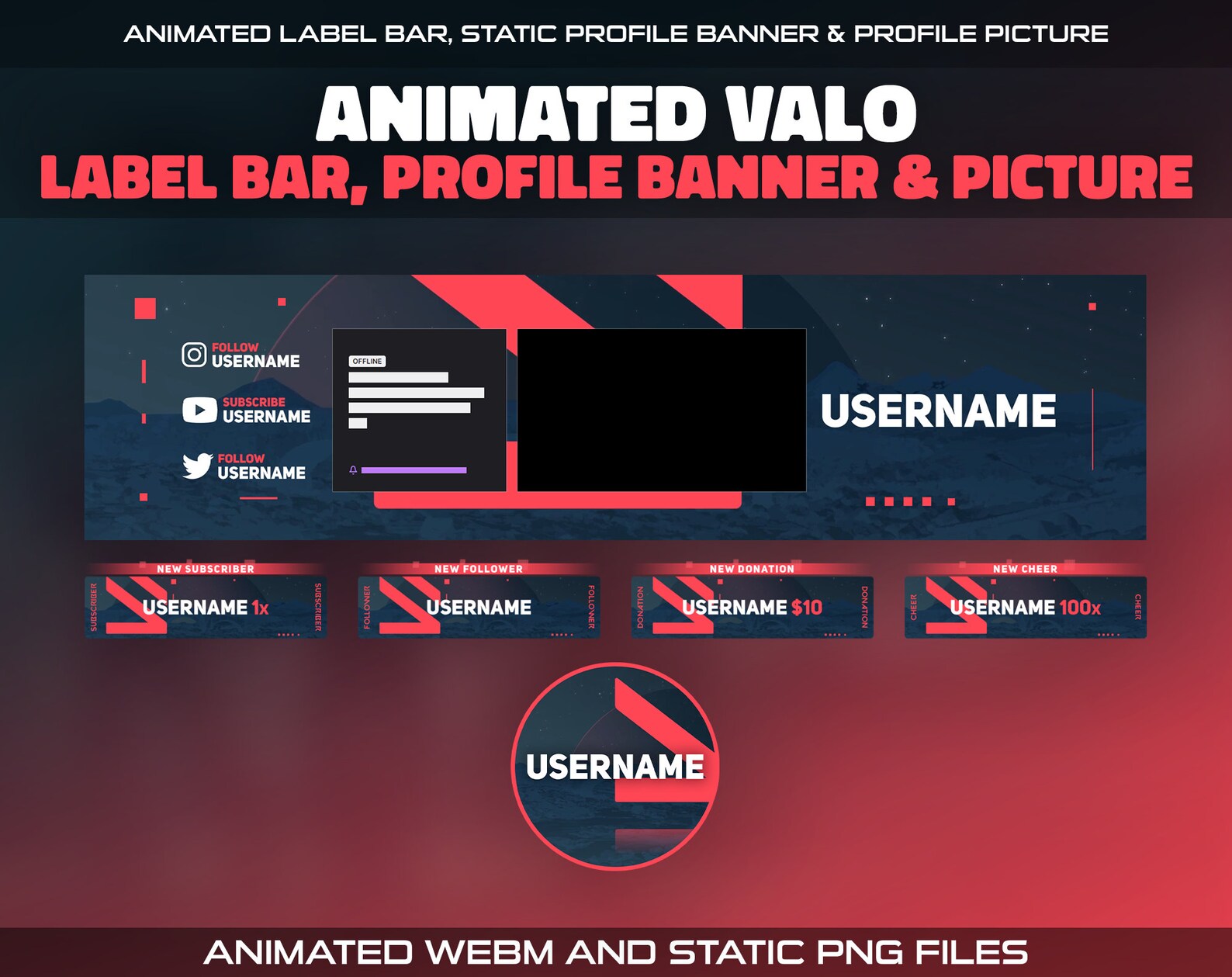 Animated Valo Twitch Overlay Package for Streamers Red - Etsy