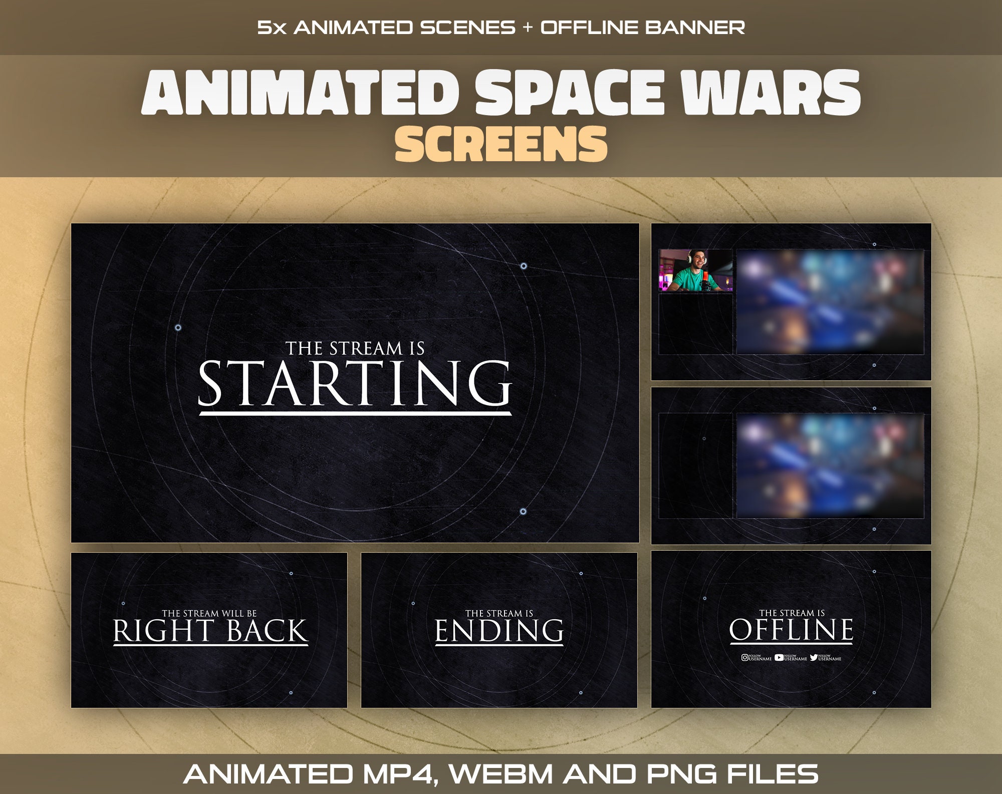 Animated Space Wars Twitch Overlay Package for Streamers | Dark Mystery ...