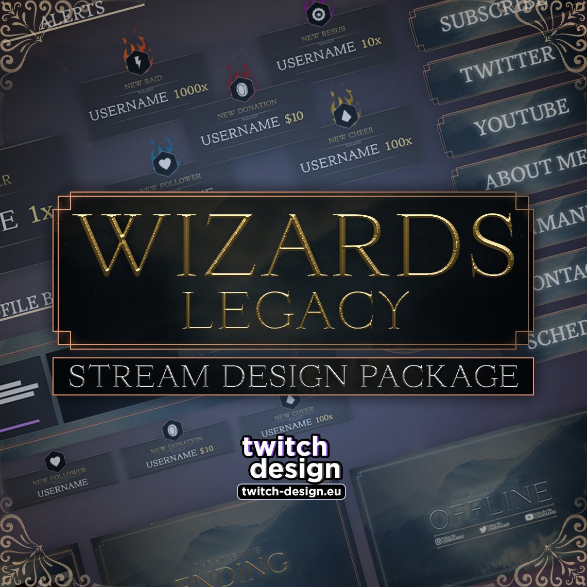 Animated Wizards Legacy Twitch Overlay Package for Streamers | Magic Fantasy Webcam, Screens ...