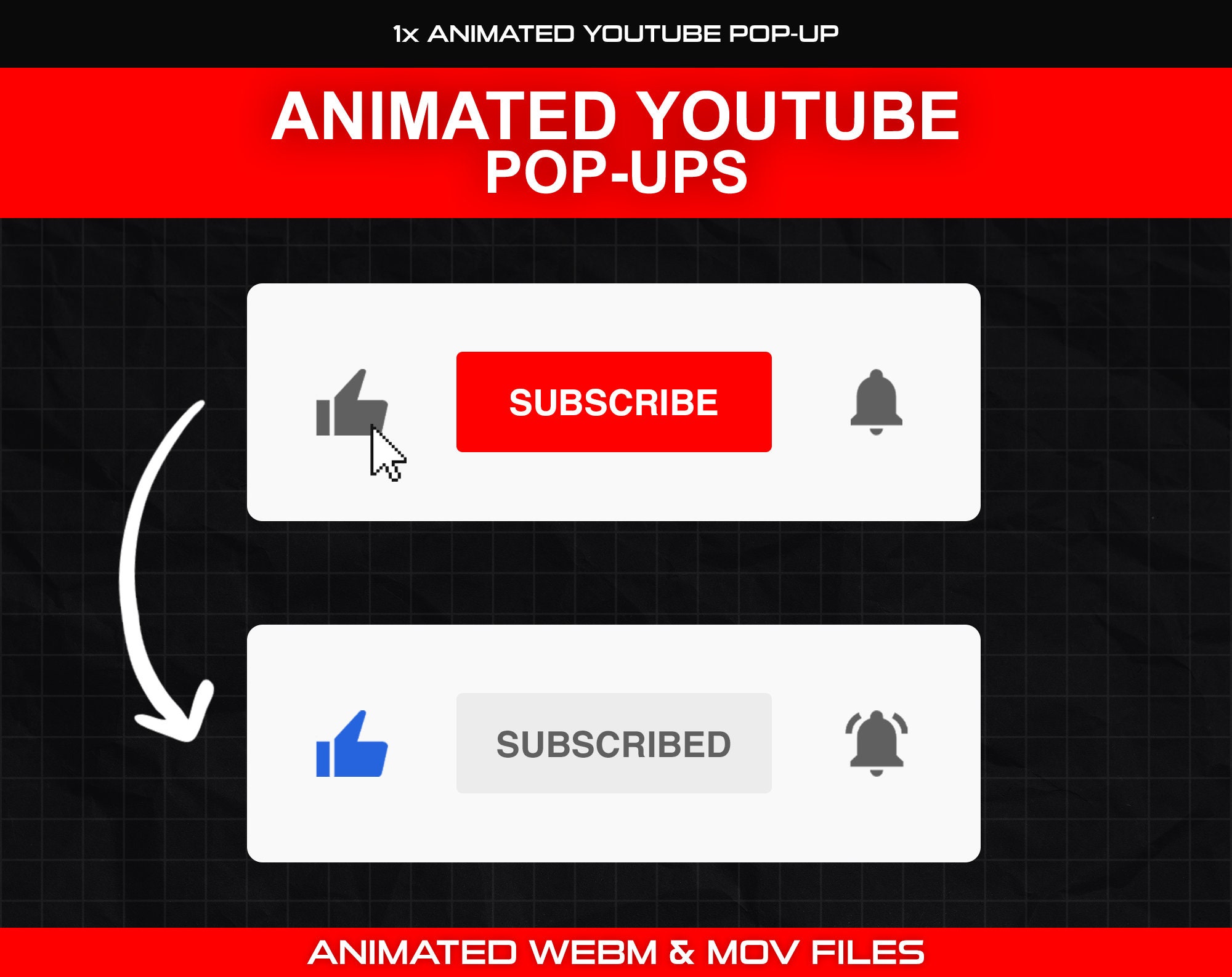 Animated Youtube Subscribe Button Pop-up Overlay for Twitch Streamers ...