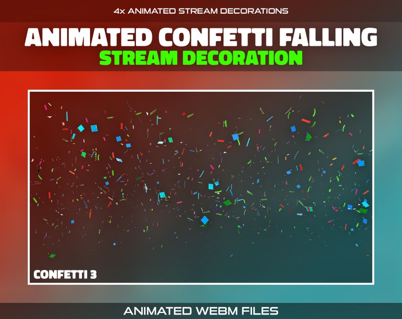Animated Confetti Twitch Overlay: Stream Decoration Package for ...