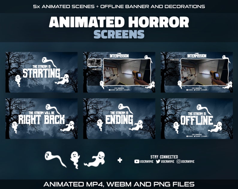 Animated Horror Twitch Overlay Package for Streamers Dark Spooky Scary ...
