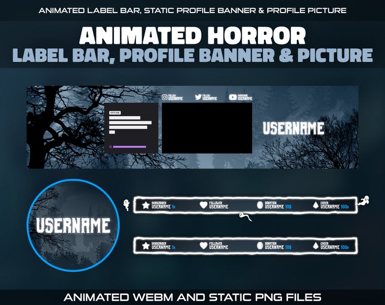 Animated Horror Twitch Overlay Package for Streamers Dark Spooky Scary ...