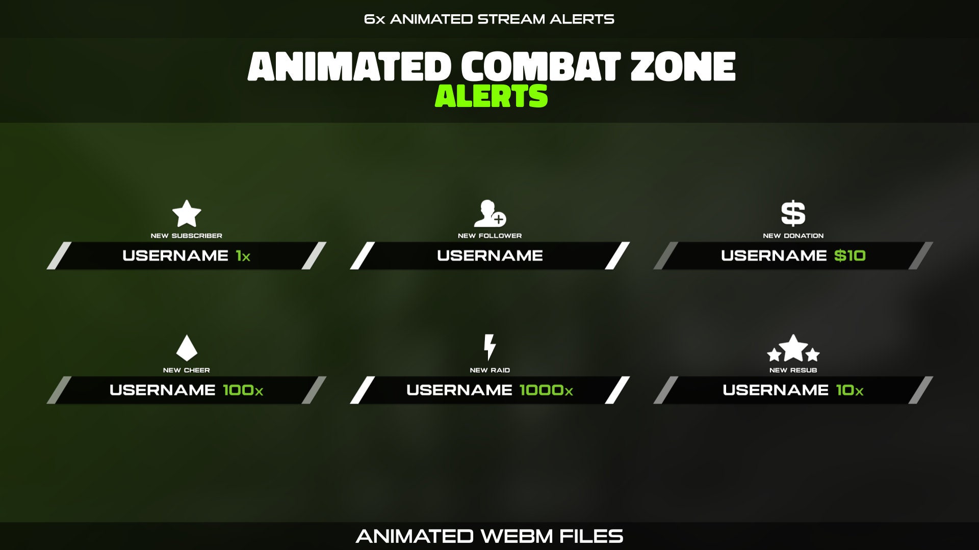 Animated Combat Zone Twitch Stream Alerts | 6x Alerts for War Shooter ...