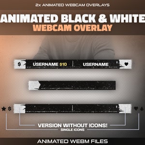 Animated Black & White Twitch Webcam Overlay: Modern Stream Border ...