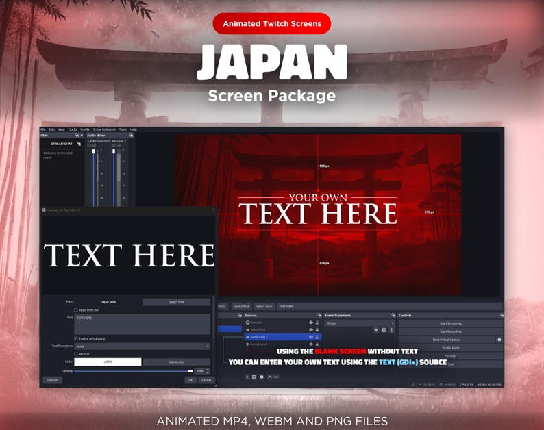Animated Japan Twitch Overlay Package for Streamers | Asian, Japanese ...