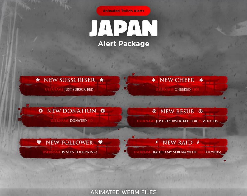 Red Japan Twitch Alerts: Animated Asian Japanese Aesthetics Stream ...