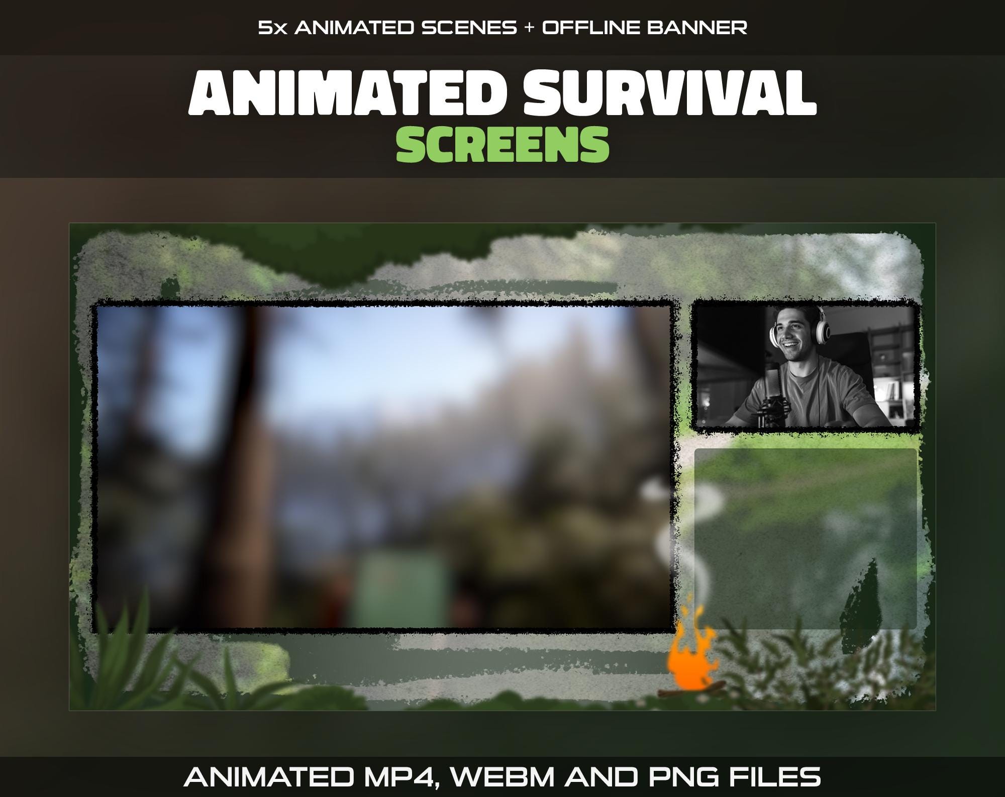 Animated Survival Twitch Overlay Package for Streamers | Forest Nature ...