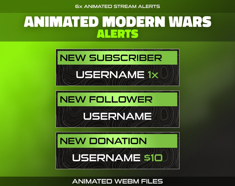 Animated Modern Wars Twitch Stream Alerts | 6x Alerts for Shooter Games ...