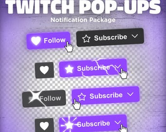 Purple Animated Twitch Follow Subscribe Pop-up Overlay Package - Etsy