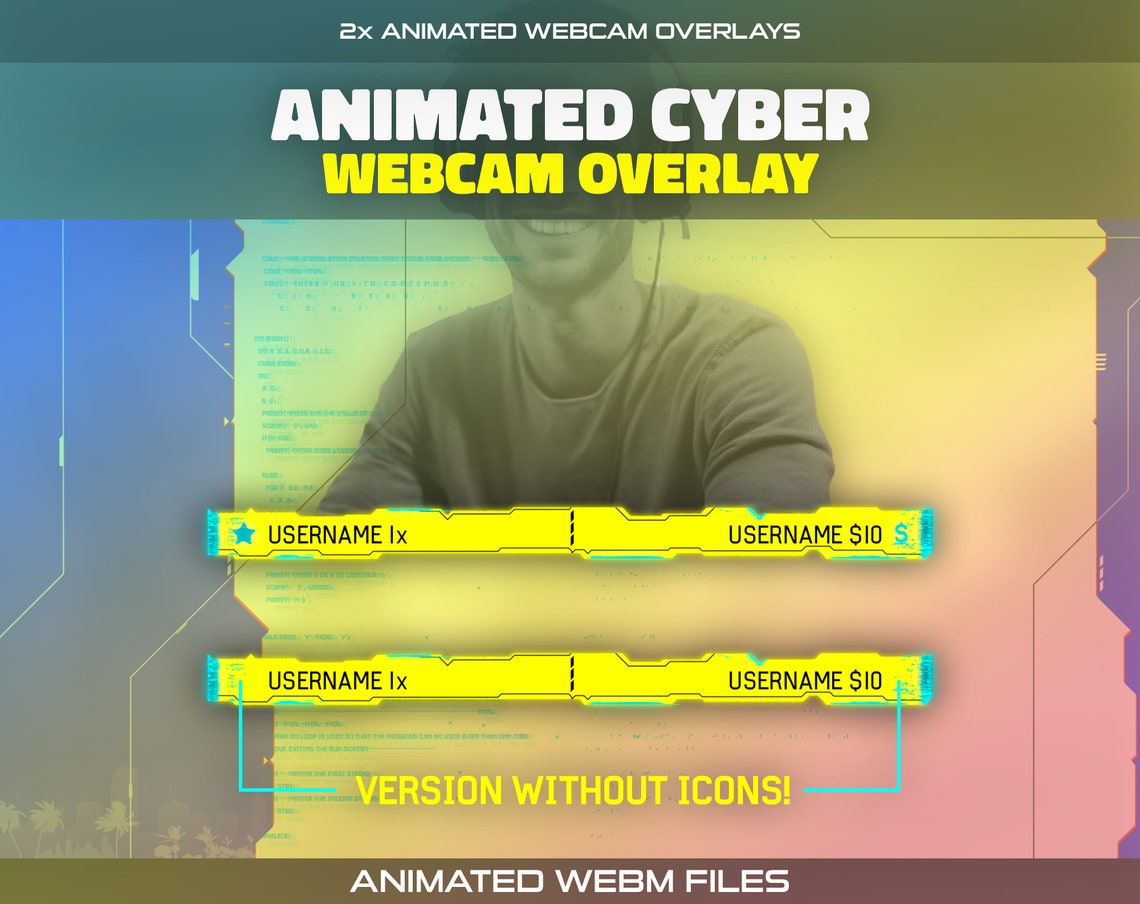 Animated Cyber Twitch Overlay Package for Streamers Future Glitch Sci ...