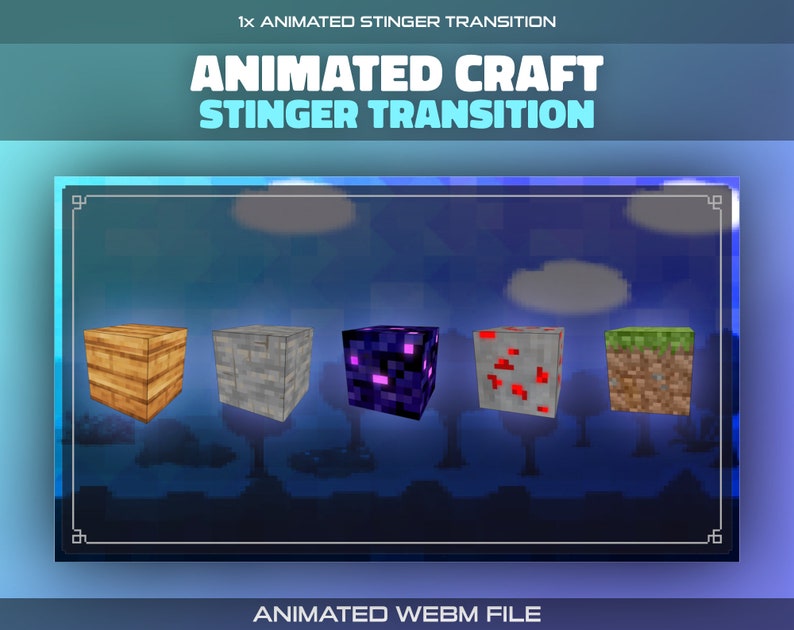 Animated Craft Twitch Stinger Transition Stinger Scene For Streamers Mine Block Retro Pixel