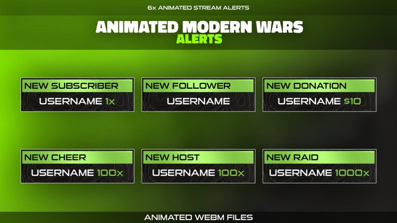 Animated Modern Wars Twitch Stream Alerts | 6x Alerts for Shooter Games ...