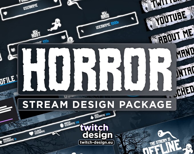 Animated Horror Twitch Overlay Package for Streamers | Scary Spooky ...