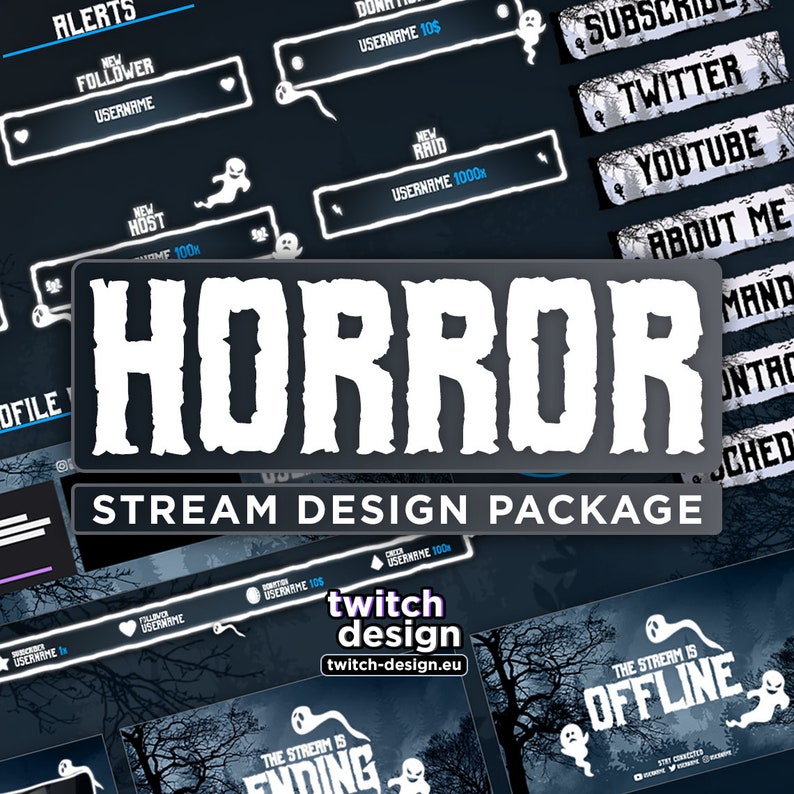 Animated Horror Twitch Overlay Package | Spooky Streamer Set - Etsy