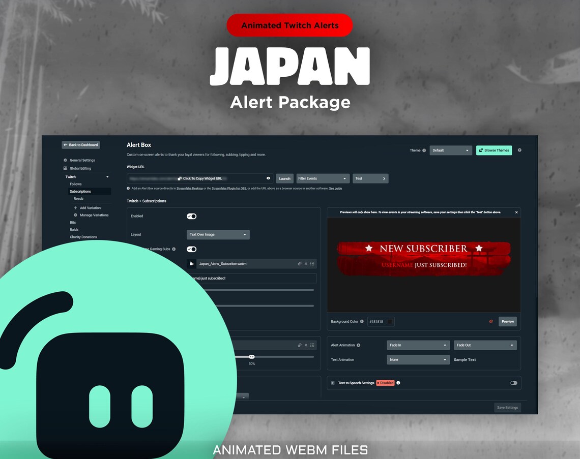 Red Japan Twitch Alerts: Animated Asian Japanese Aesthetics Stream ...