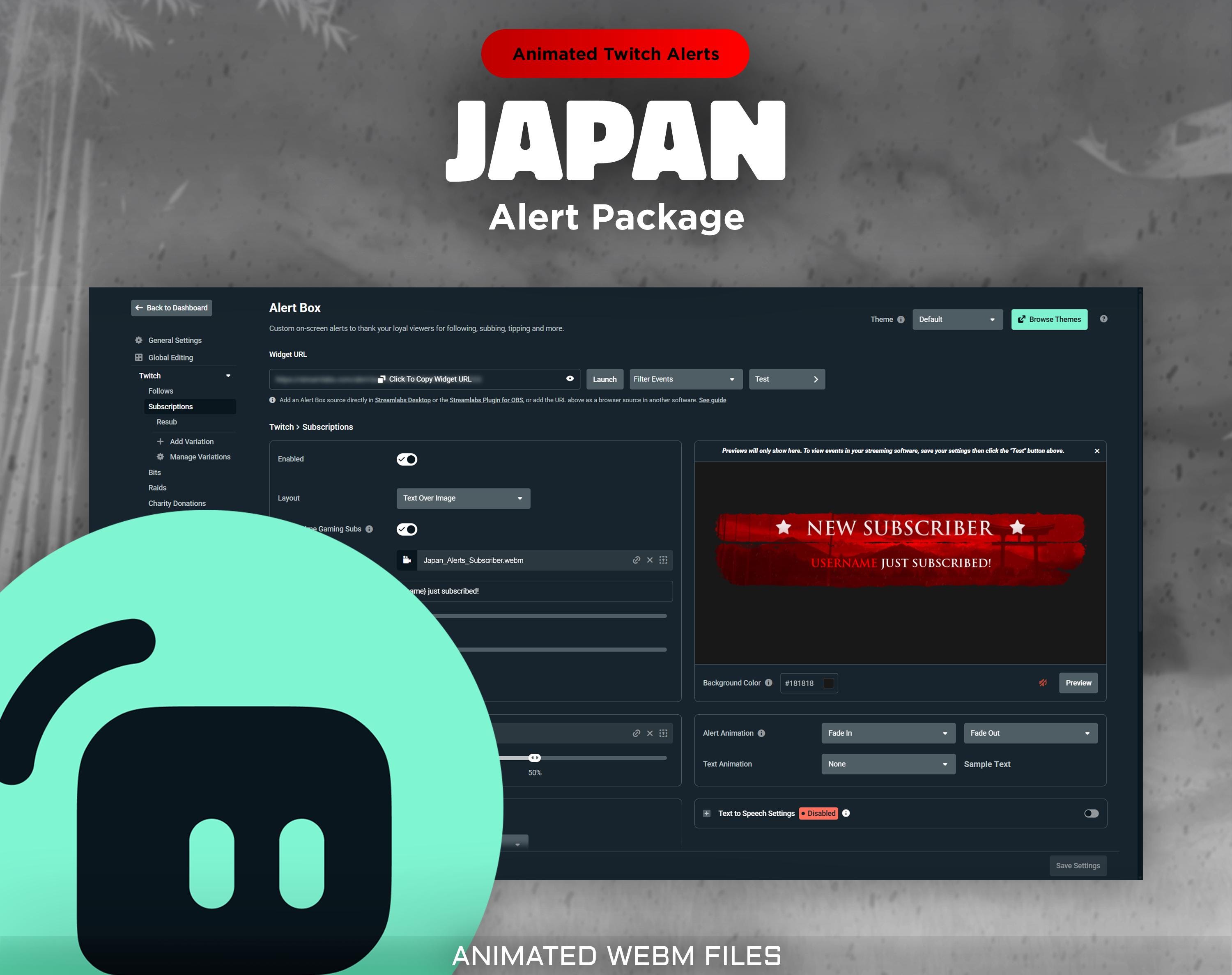 Red Japan Twitch Alerts: Animated Asian Japanese Aesthetics Stream ...