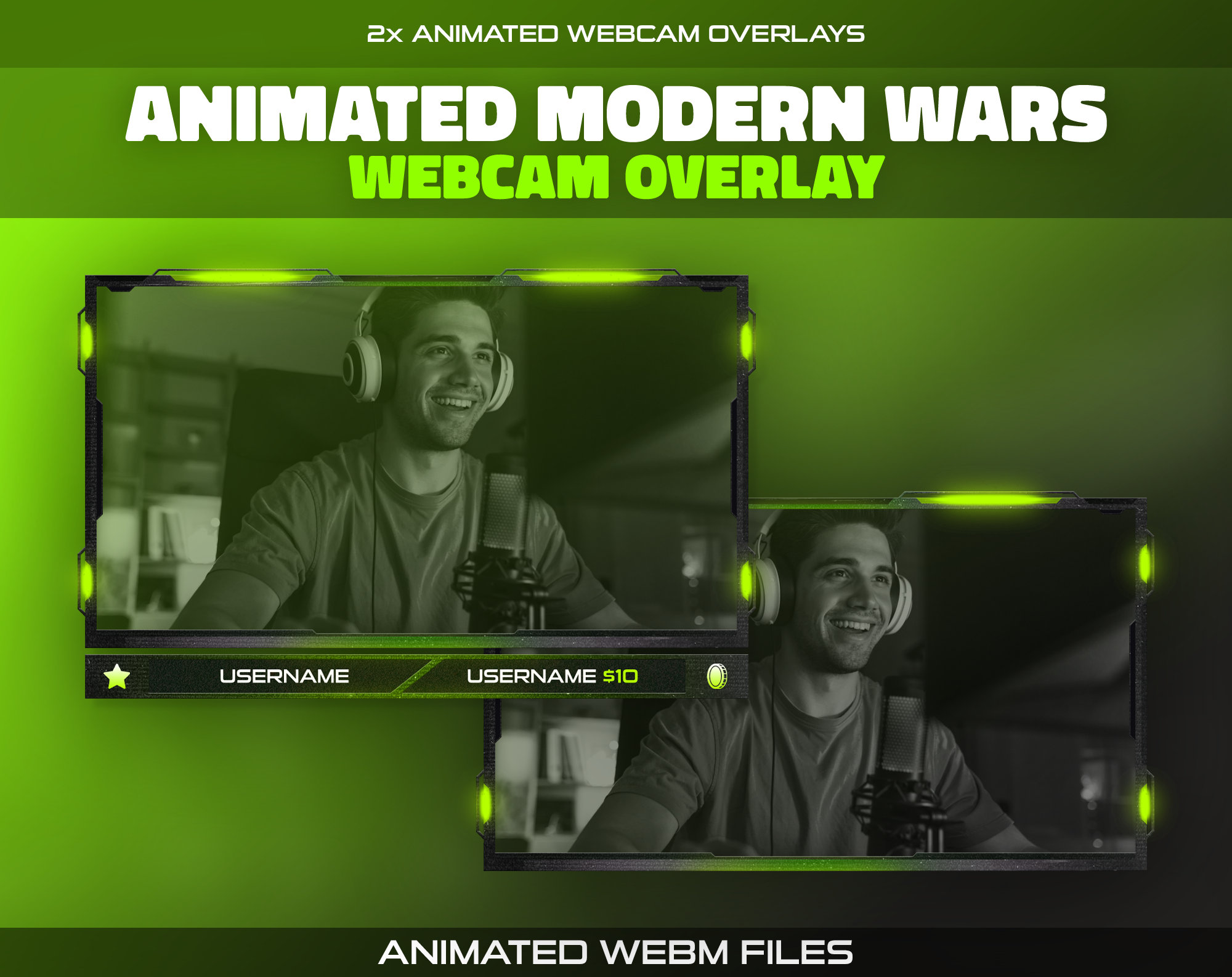 Animated Modern Wars Twitch Overlay Package for Shooter Games Streamers ...