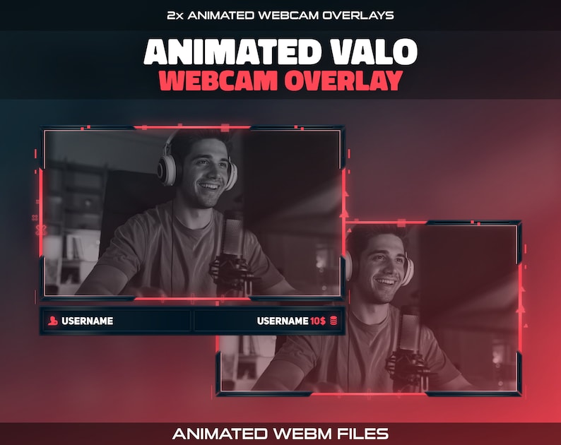 Animated Valo Twitch Overlay Package for Streamers Red - Etsy