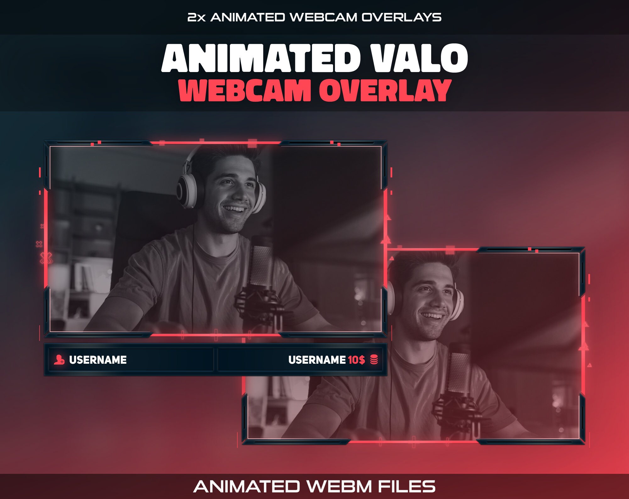 Animated Valo Twitch Overlay Package for Streamers | Clean Future Sci ...
