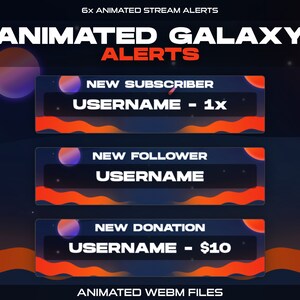 Galaxy Twitch Alerts | 6x Animated Space Planet Sky Stream Alerts ...