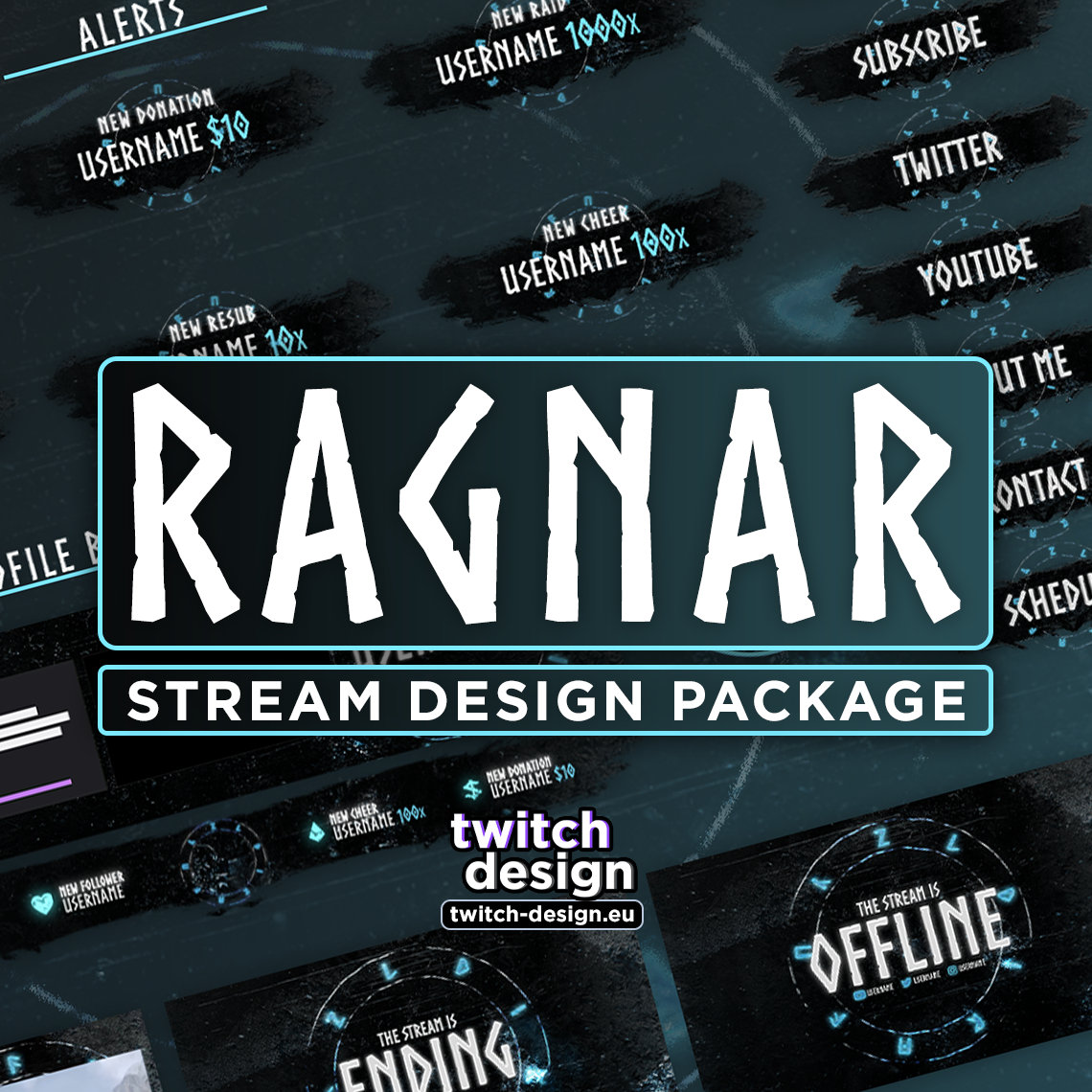 Animated Ragnar Twitch Overlay Package for Streamers | Dark Norse ...