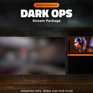 Animated Dark Ops Twitch Screens: Black & Orange Stream Overlay for OBS ...