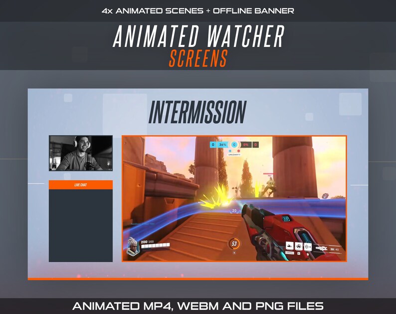 Animated Watcher Twitch Screens: Gray Future Stream Overlay for OBS ...