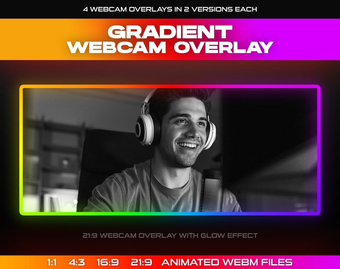 Animated Gradient Webcam Overlay: RGB Rainbow Stream Frame Border (webm ...