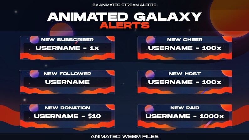 Galaxy Twitch Alerts | 6x Animated Space Planet Sky Stream Alerts ...