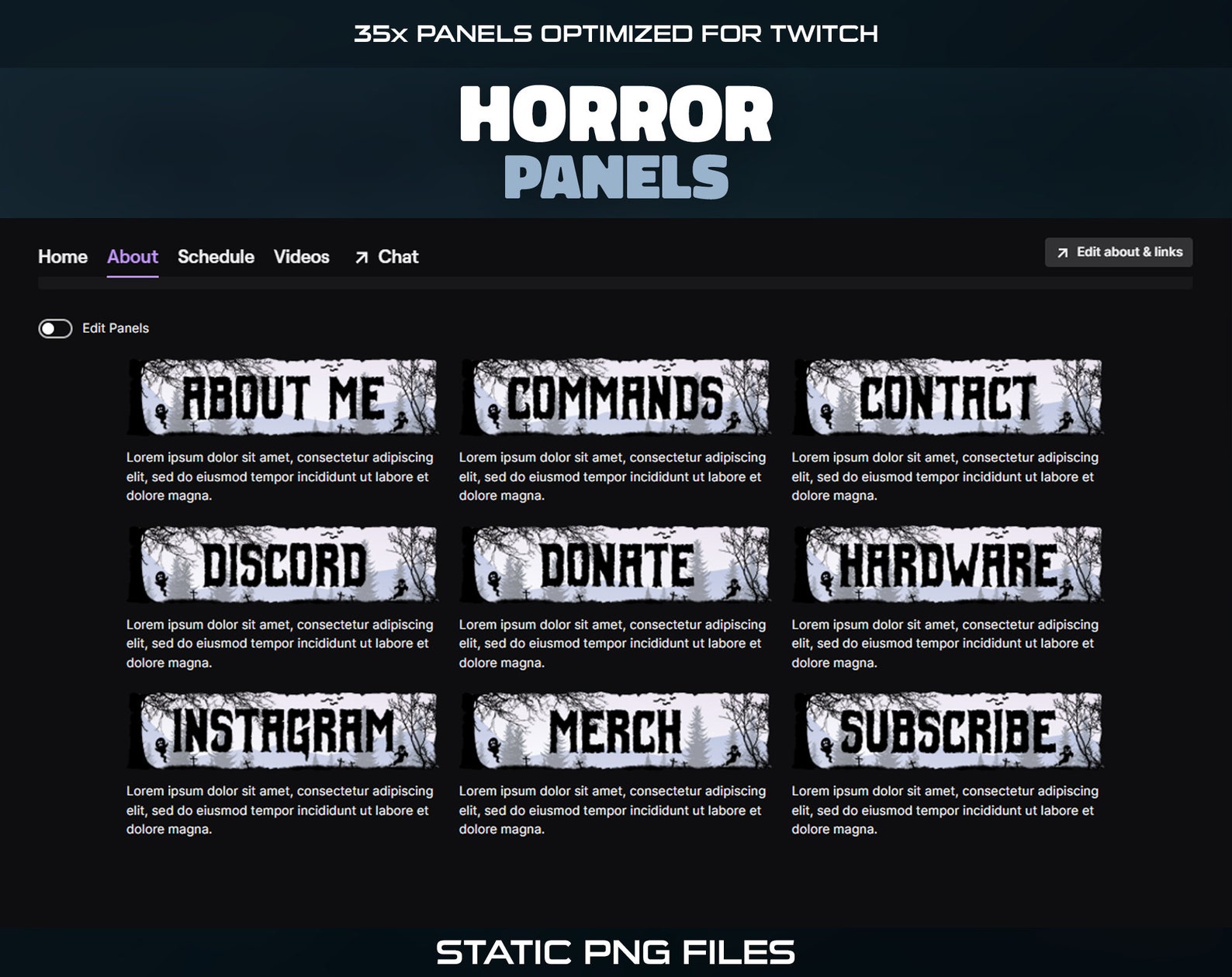 Horror Twitch Panels 35x Dark Forest Halloween Horror Stream Panels for ...