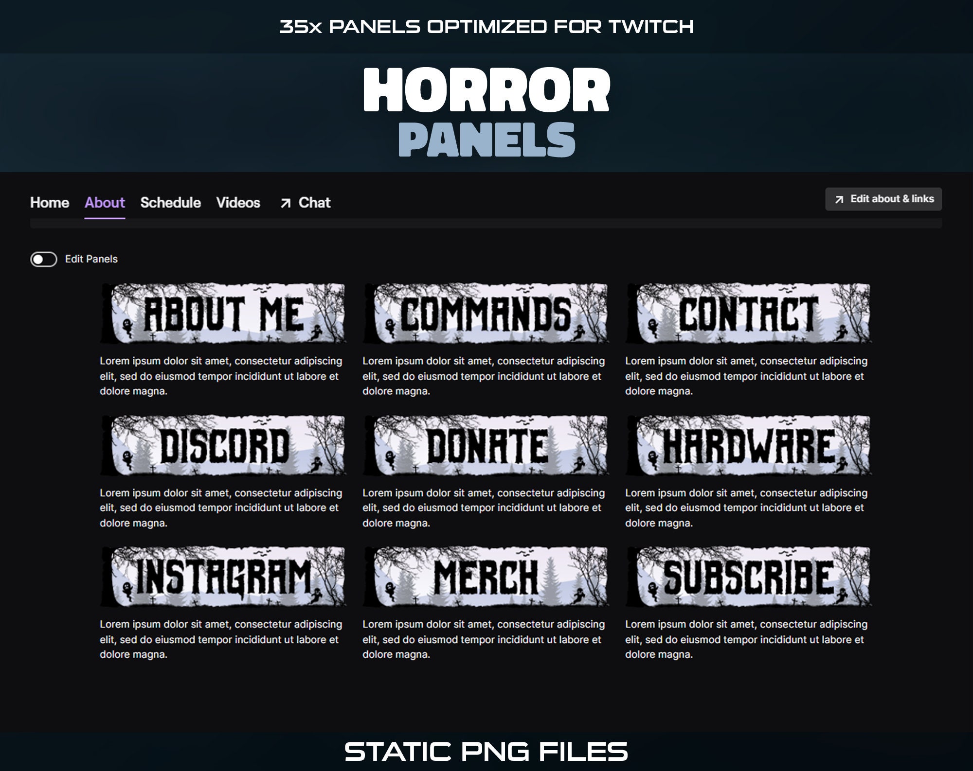 Horror Twitch Panels 35x Dark Forest Halloween Horror Stream Panels for ...
